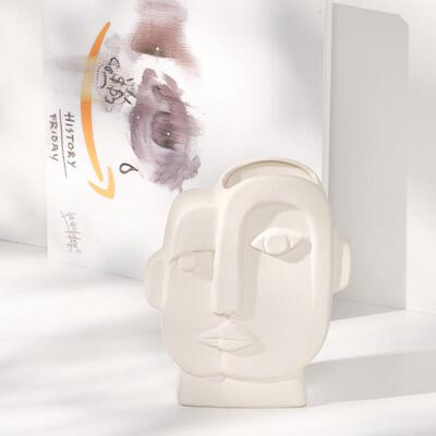 北欧ins意CWM陶瓷花瓶简现代人脸客约插厅花艺术创家居装饰摆件摆