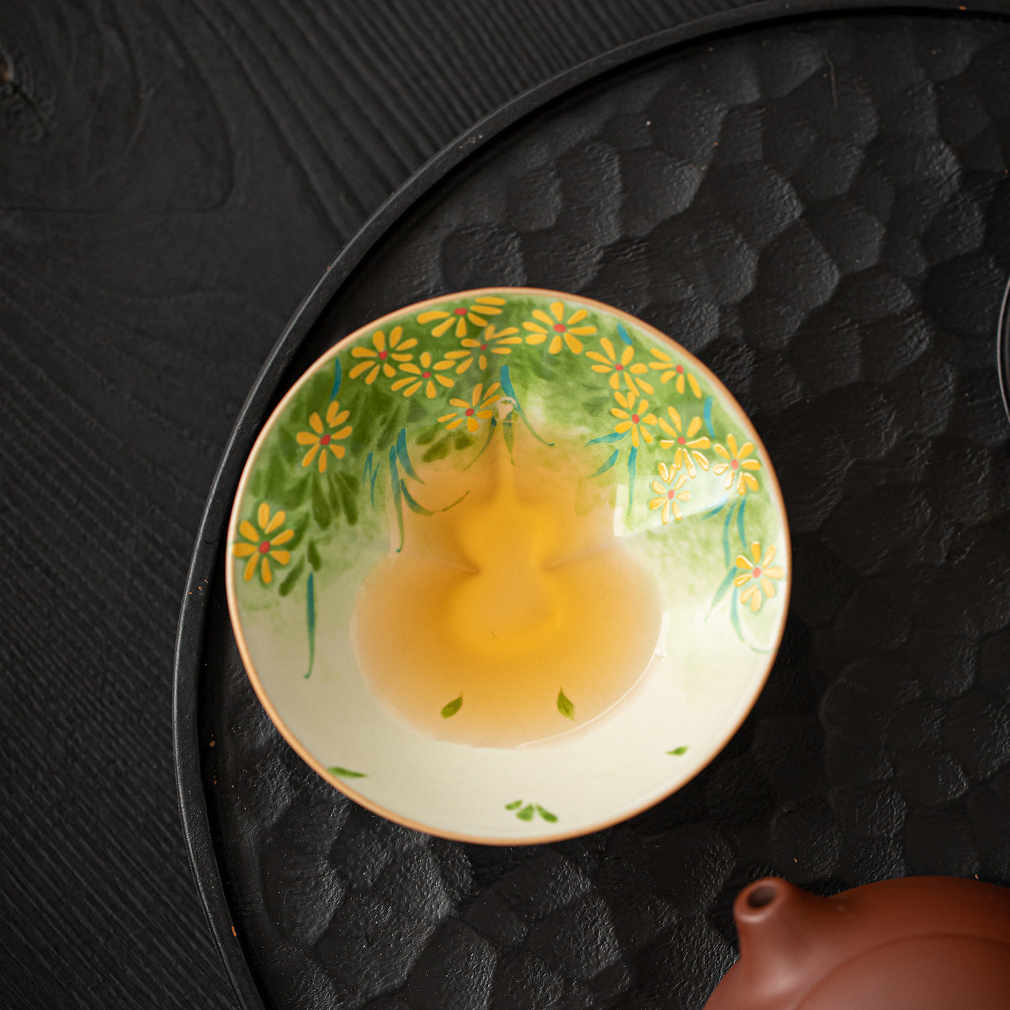 汝窑葫芦杯茶杯陶瓷雏菊绘春主人杯女高颜值品茗杯茶具茶盏单杯子