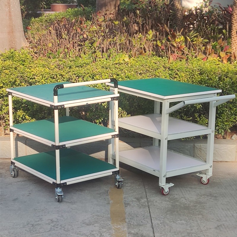 手推多功能防静电车间工具车仓库物料周转静音带轮铁架方通精益管