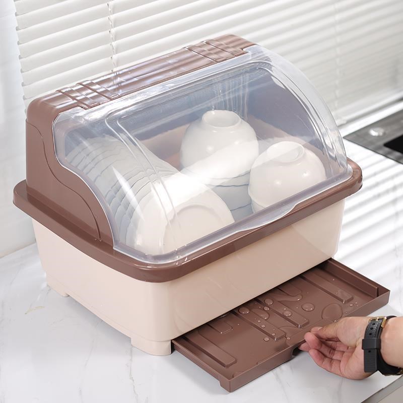 特大号碗柜塑料带盖厨房放碗碟沥水架装碗箱家用餐具收纳箱置姗婷