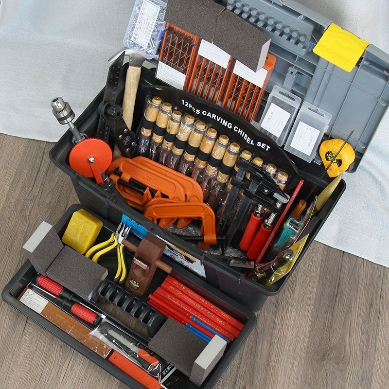 木工diy工具套装木匠家用工具箱组合手工入门五金家庭多功能教学