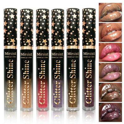 6Pcs Mirror Gloss Lip Gloss Set 6 支水光镜面唇釉爆闪叠涂提亮