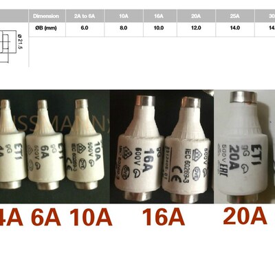 德国ETI熔断器DII 2A 4A 6A 10A 16A 20A 25A 32A 500V GG/GL E27
