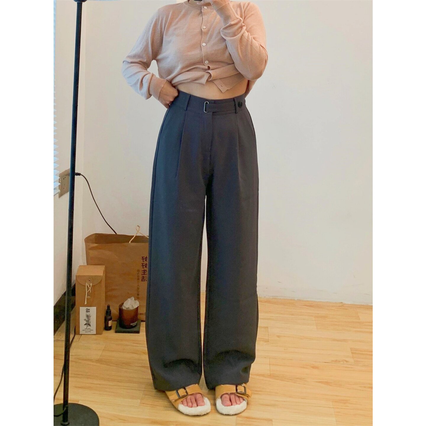 梨形身材遮肉休闲西装裤女夏季大码胖mm高腰宽松垂感显瘦阔腿长裤