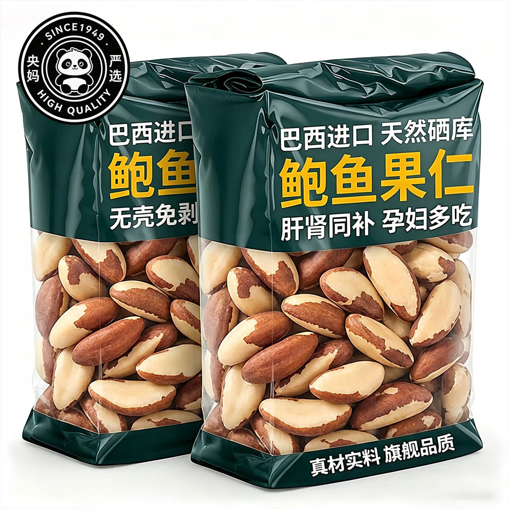 央妈严选巴西坚果官方旗舰店大鲍鱼果仁补硒原味进口无添加大颗粒