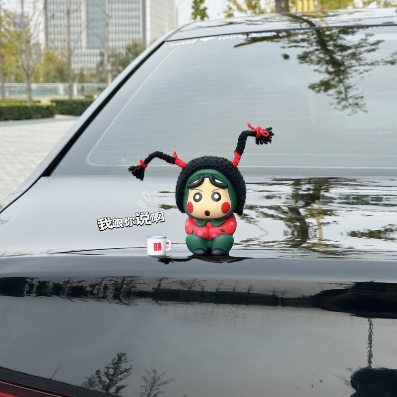 车尾部翠花村花汽车载摆件装饰品车内车顶公仔电动车玩偶