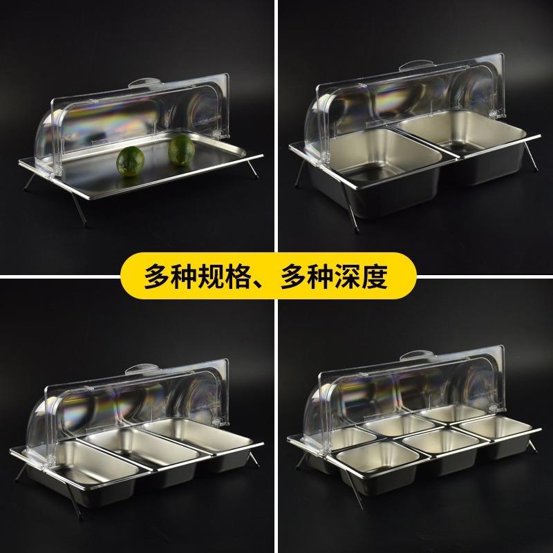 熟食卤菜展示盘不锈钢盆陈列自助餐盒子透明试吃水果凉菜托盘商用