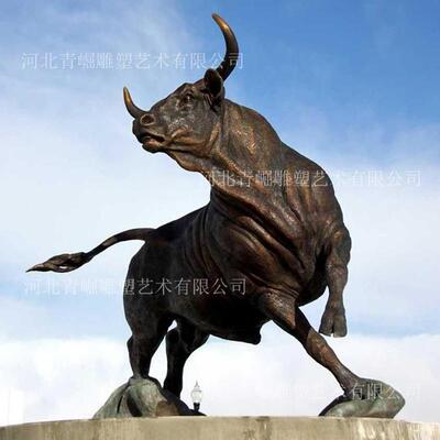 长角牛青铜雕塑华尔街牛奋进牛耕地牛牦牛铜牛户外园林景观雕像