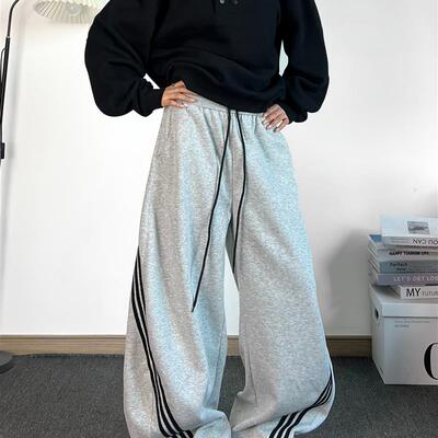TFMC美式覆古三条杠弯刀裤情侣运动裤辣妹爵士舞宽松阔腿休闲卫裤