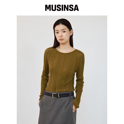 HOWUS ERIN 直筒针织衫 (橄榄色) MUSINSA韩国官网直邮进口