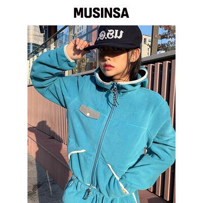 DEFGARMENTS DEFG X US 绒面连帽拉链外套 [3色]韩国官网直邮进口