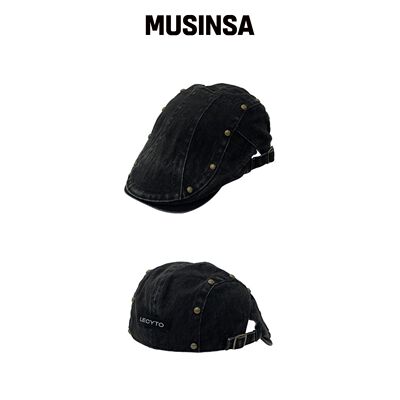 LECYTO Stud 水洗猎人帽_[黑色] MUSINSA韩国官网直邮进口
