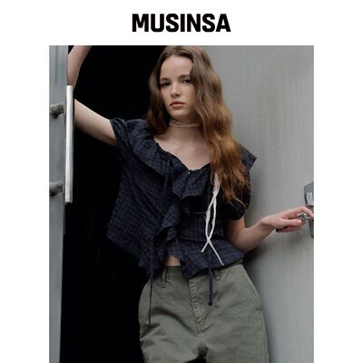 FRIVER07 Ruffle off tie blouse [FRSP07BL05]_韩国官网直邮进口