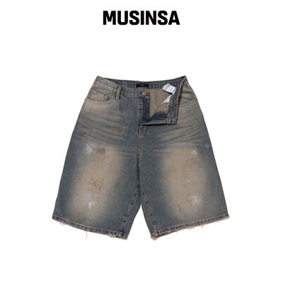 OTHERFITS 涂鸦伯穆达牛仔短裤（中蓝色） MUSIN韩国官网直邮进口