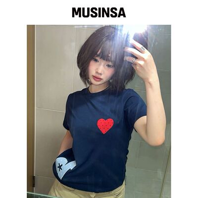 BAUF 天使之翼修身T恤[藏青色] MUSINSA韩国官网直邮进口