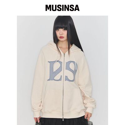 ILLIGO 129 LOGO 布贴连帽拉链衫面霜 MUSINSA韩国官网直邮进口