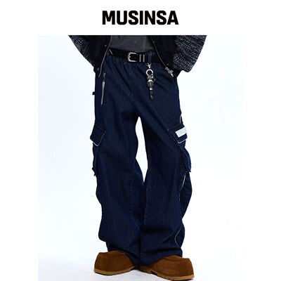 RSSC 条纹混合工装牛仔裤 - 牛仔 MUSINSA韩国官网直邮进口
