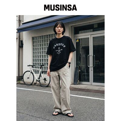 MODERMENT 正常宽松港口短袖T恤 [橄榄色] MUSIN韩国官网直邮进口