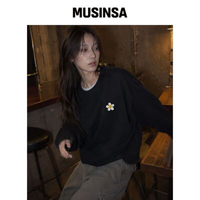 GRAVER [UNISEX]花朵点刺绣卫衣_两色可选 MUSIN韩国官网直邮进口