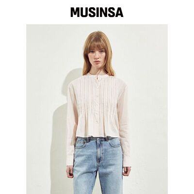 RIDIFI HENLY NECK PINTUCK BLOUSE_PINK韩国官网直邮进口