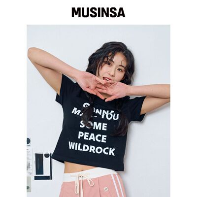 WILDROCK WILD 2PCS LETTERING 短款_T黑色 MUSI韩国官网直邮进口