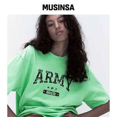ERER [UN] ARMY 涂鸦T恤 荧光绿韩国官网直邮进口MUSINSA