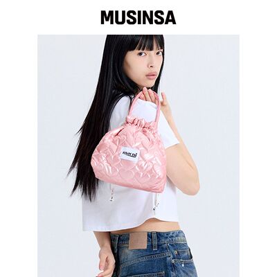 MACNI HEART QUILTING STRING POUCH BAG PINK韩国官网直邮进口