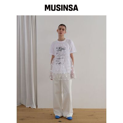 MA JOURNEE 透明圆点欧根纱连衣裙_白色 MUSINSA韩国官网直邮进口