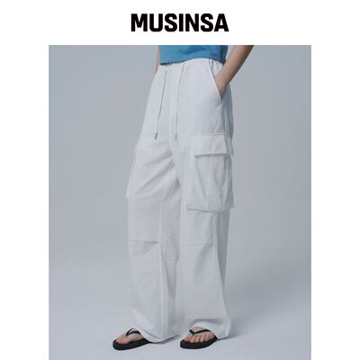 WAARFORWOMAN W1148 工装松紧腰裤_白色 MUSINSA韩国官网直邮进口