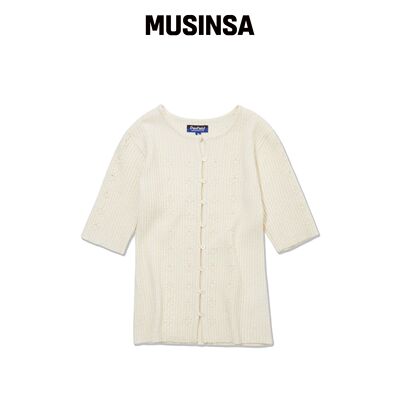 PENFIELD 圆领花朵点缀短袖开衫 OFF-WHITE_FS2N韩国官网直邮进口