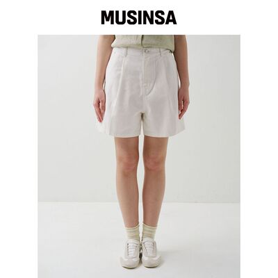 FIELDERS 阔腿双褶五分短裤白色 MUSINSA韩国官网直邮进口