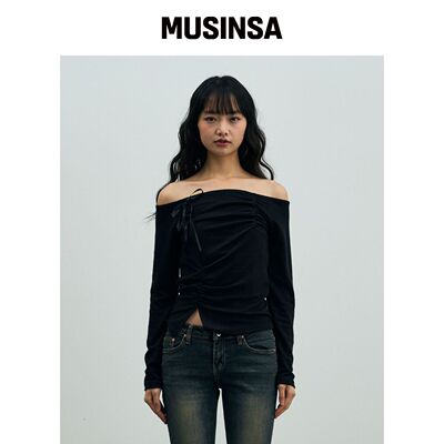 ARIKIM CLAIRE 两层褶皱露肩上衣 / 黑色 MUSINS韩国官网直邮进口