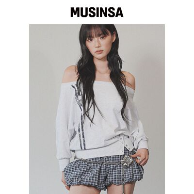 YEORIN 双线船领T恤（W Melange）韩国官网直邮进口MUSINSA