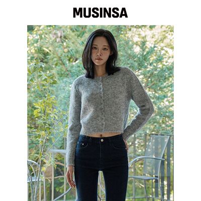 WAARFORWOMAN WHK-02 刷开衫_灰色 MUSINSA韩国官网直邮进口