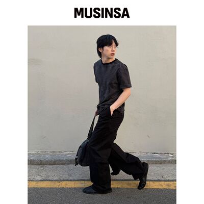 MISEKISEOUL MEN 黑色条纹短袖 MUSINSA韩国官网直邮进口