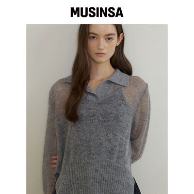 MOLLIOLLI 梅朗针织混纺领口 [灰色] MUSINSA韩国官网直邮进口