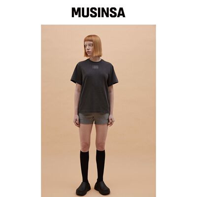 K-GARMENT (UNI) 丝袜保护LOGAN染色T恤 黑色 MU韩国官网直邮进口