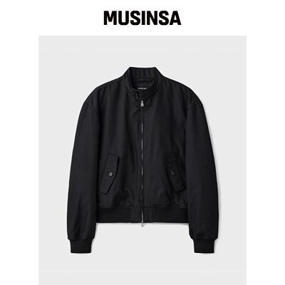 BRANDED COTTON HERRINGTON JACKET [黑色]韩国官网直邮进口
