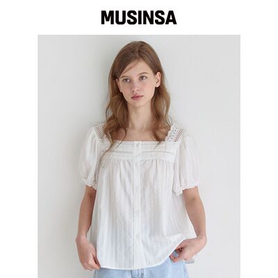 NONLOCAL 多功能蕾丝褶皱上装 - 白色 MUSINSA韩国官网直邮进口