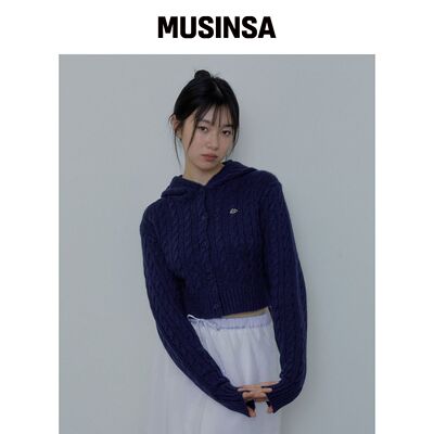 MARGARIN FINGERS HOODY CABLE-KNIT 开衫（海军韩国官网直邮进口