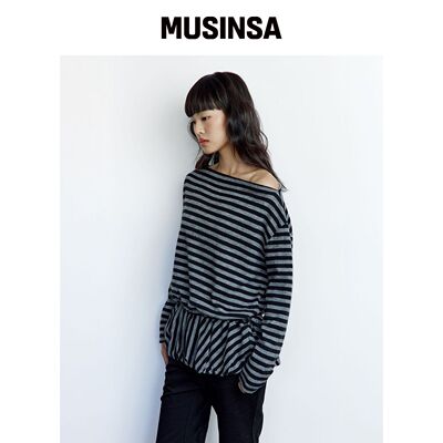 ROUGHNECK 条纹针织露肩上衣 MUSINSA韩国官网直邮进口