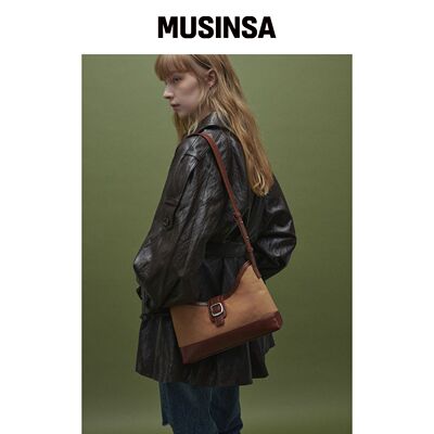 SEMICODE veil middle bag - 麂皮栗色韩国官网直邮进口MUSINSA