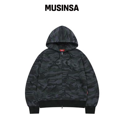 S'EST Solaris迷彩连帽拉链卫衣 黑色 MUSINSA韩国官网直邮进口