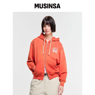 AECA AECA 对比拉链水洗连帽卫衣-橙色 MUSINSA韩国直邮官方正品