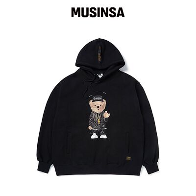 STIGMA EMB COMPTON BEAR 宽松重磅卫衣 黑色 MU韩国官网直邮进口
