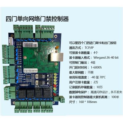 微耕2054四门控制器 微耕带标WG2054四门单向微耕网络门禁控制器