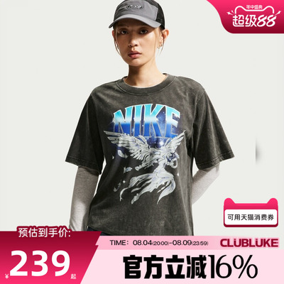 NIKE耐克女子秋NSRETRO FLAIR印花圆领运动休闲短袖T恤IW1198-060