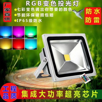 LED彩色投光灯七彩RGB变色户外防水50W100瓦景观园林照树绿化灯具