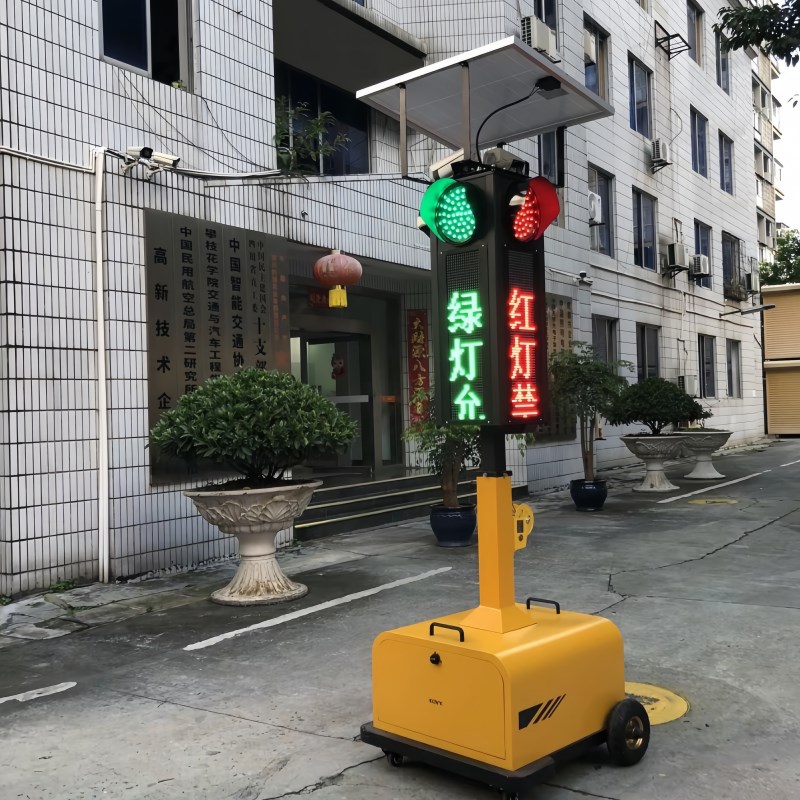 湖南太阳能交通信号灯升降人行道临时信号灯控制器移动红绿灯