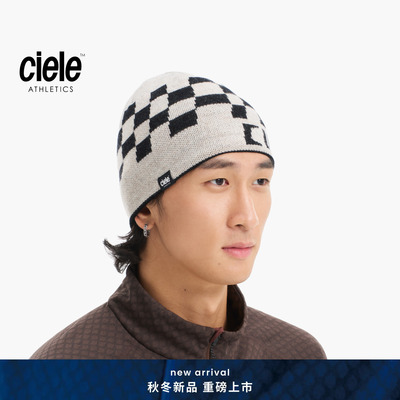 Ciele CW系列双面可穿棋盘格提花图案贴合美利奴羊毛针织帽冬冷帽
